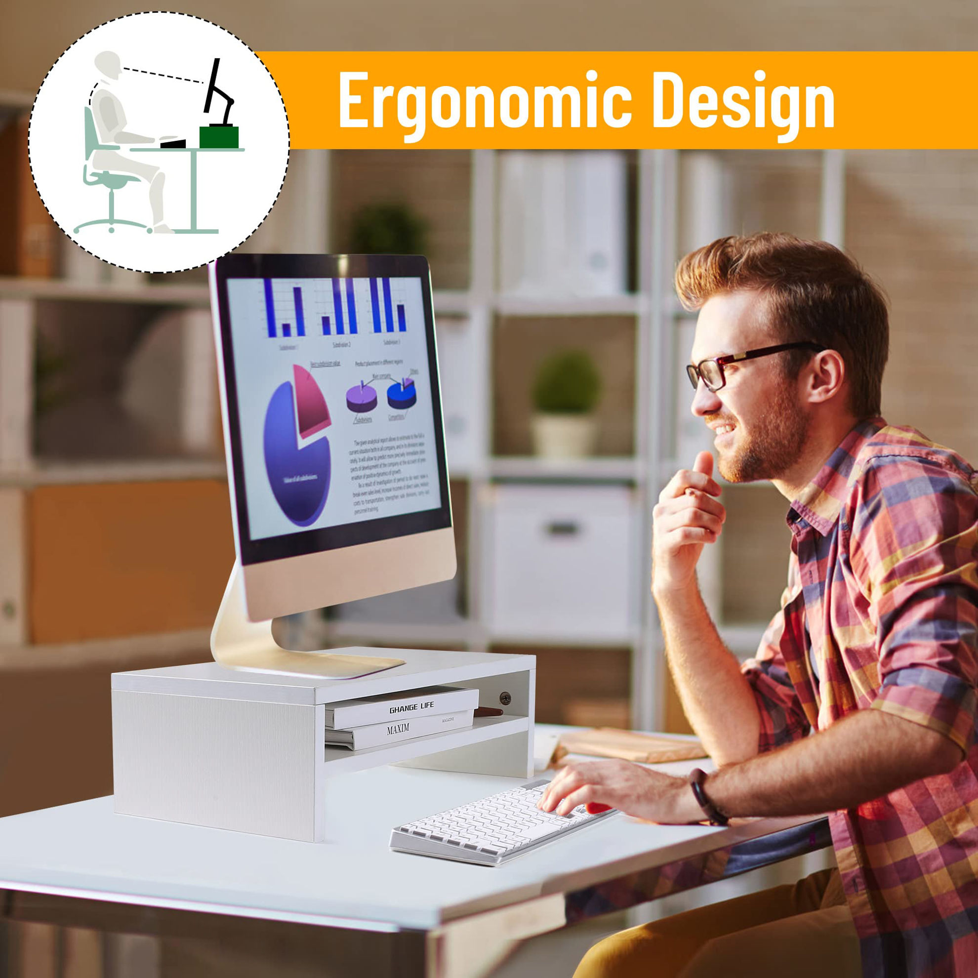 GetUSCart- CHARMDI Monitor Stand Riser,2 Tiers Computer Monitor Stand ...