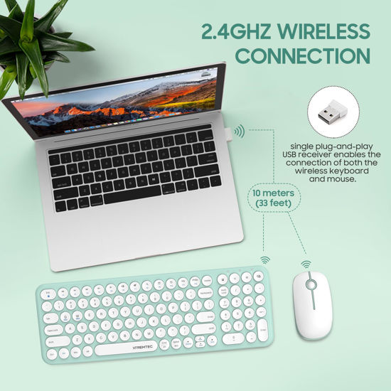 GetUSCart- Wireless Keyboard and Mouse Combo, XTREMTEC Cute Kawaii ...