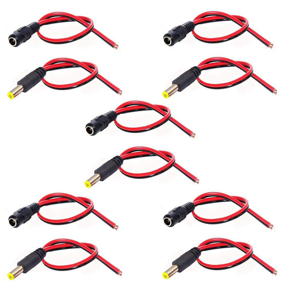 GetUSCart- DC Power Pigtail Cable,5.5x2.1mm 18AWG Male and Female DC ...