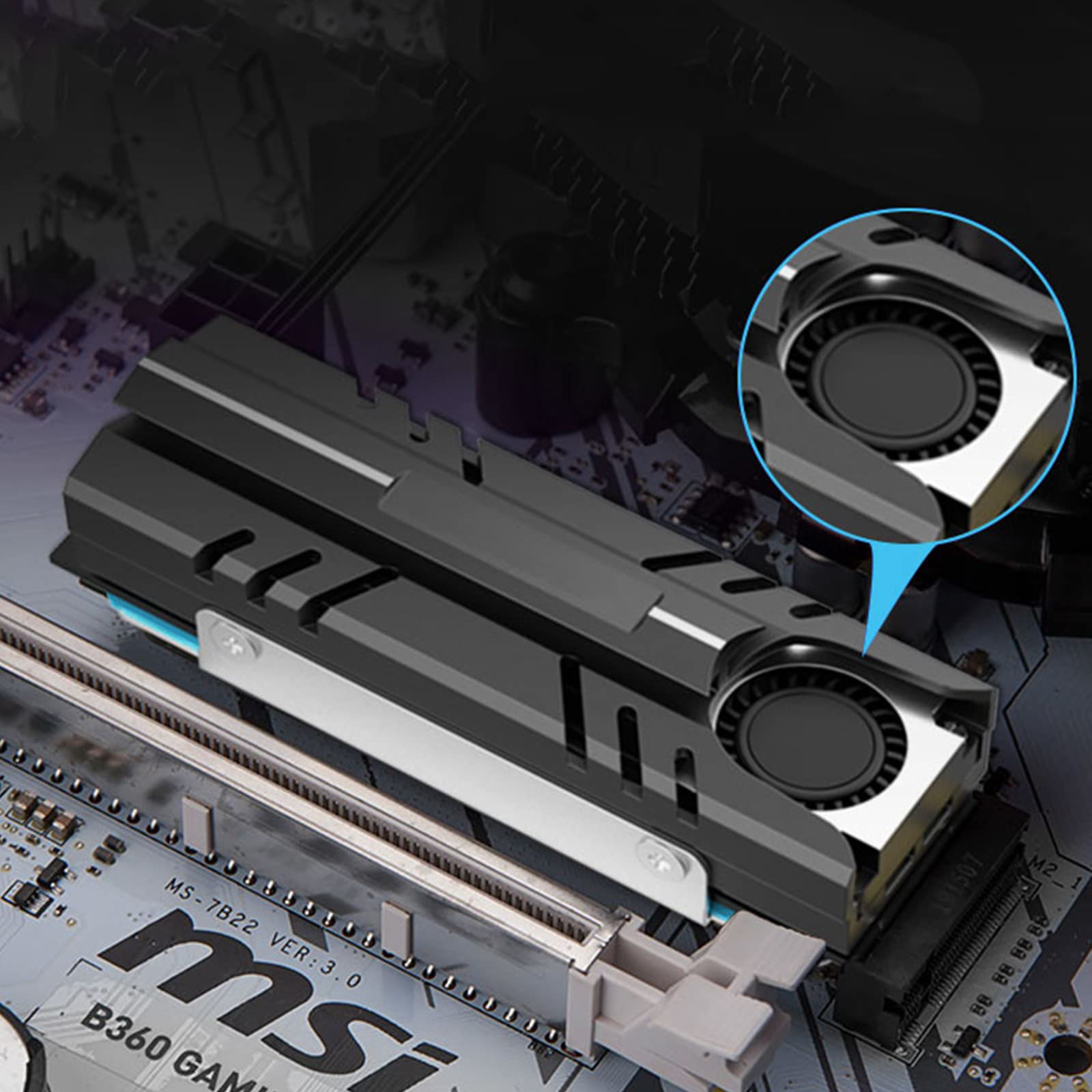 GetUSCart- M.2 SSD heatsink with Fan,nvme heatsink with Thermal Pad for ...