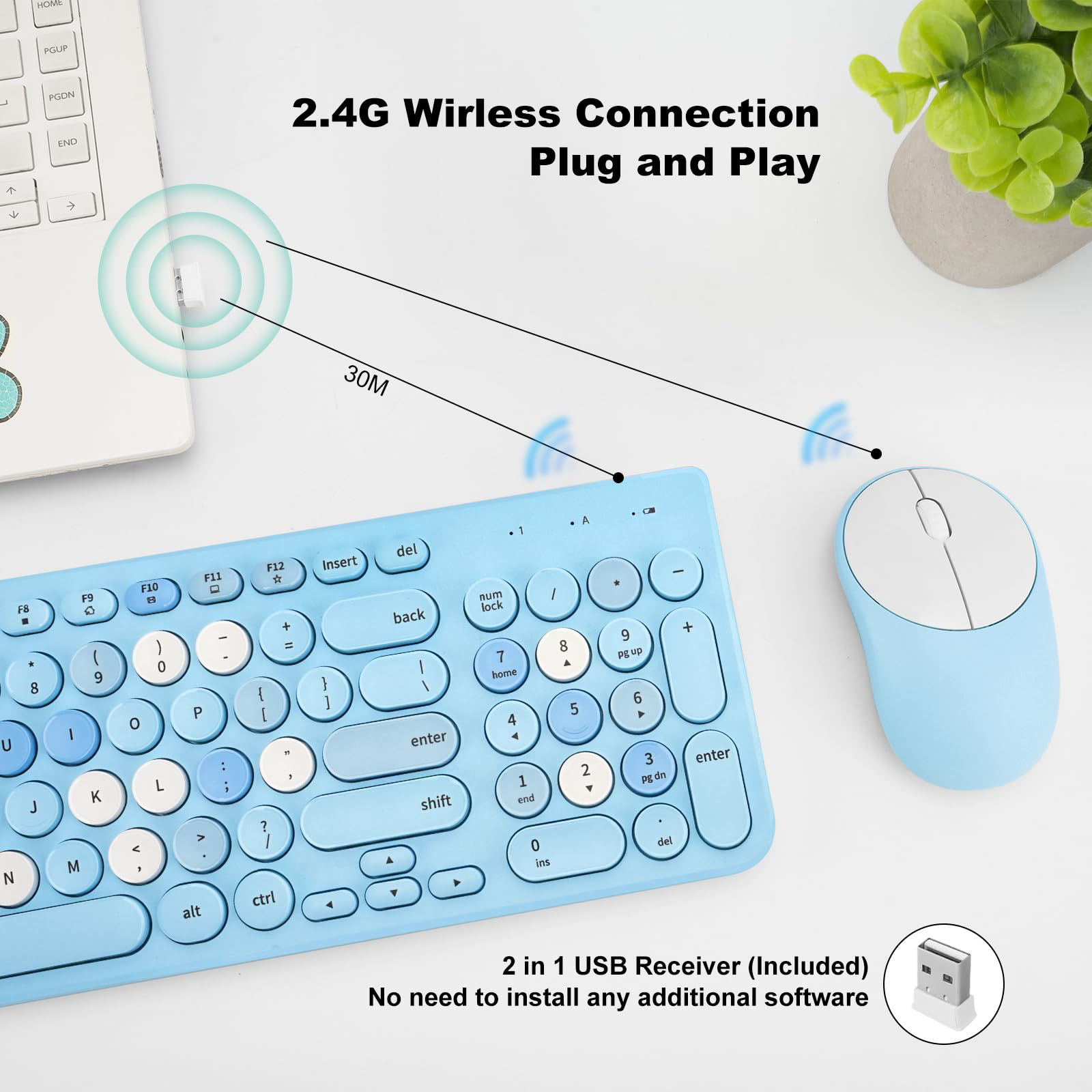 GetUSCart- Wireless Keyboard and Mouse Combo, Retro Typewriter Wireless ...
