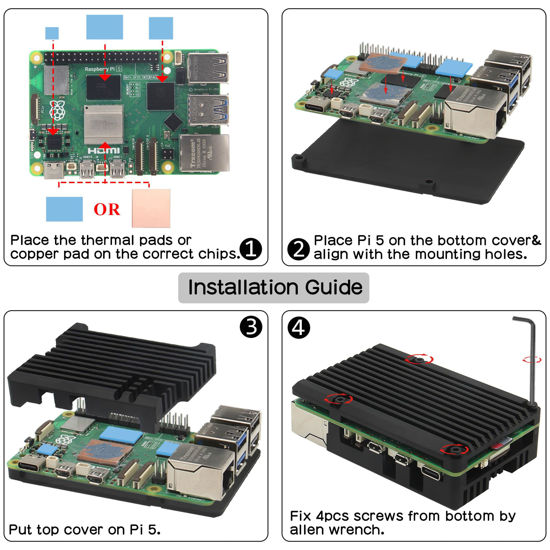 GetUSCart- Geekworm Aluminum Passive Cooling Armor Heatsink Case for ...