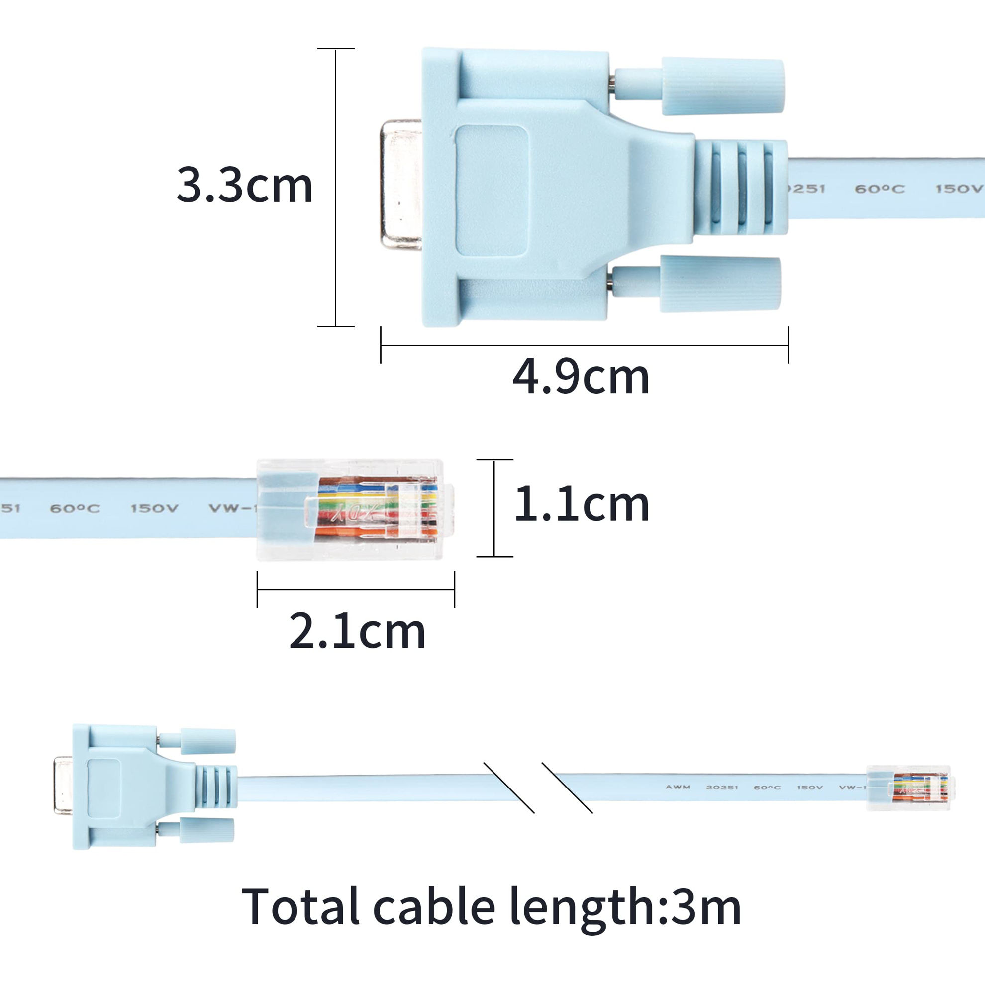 GetUSCart- YACSEJAO 3M/9.8FT DB9 to RJ45 Console Cable DB9 9 Pin Female ...