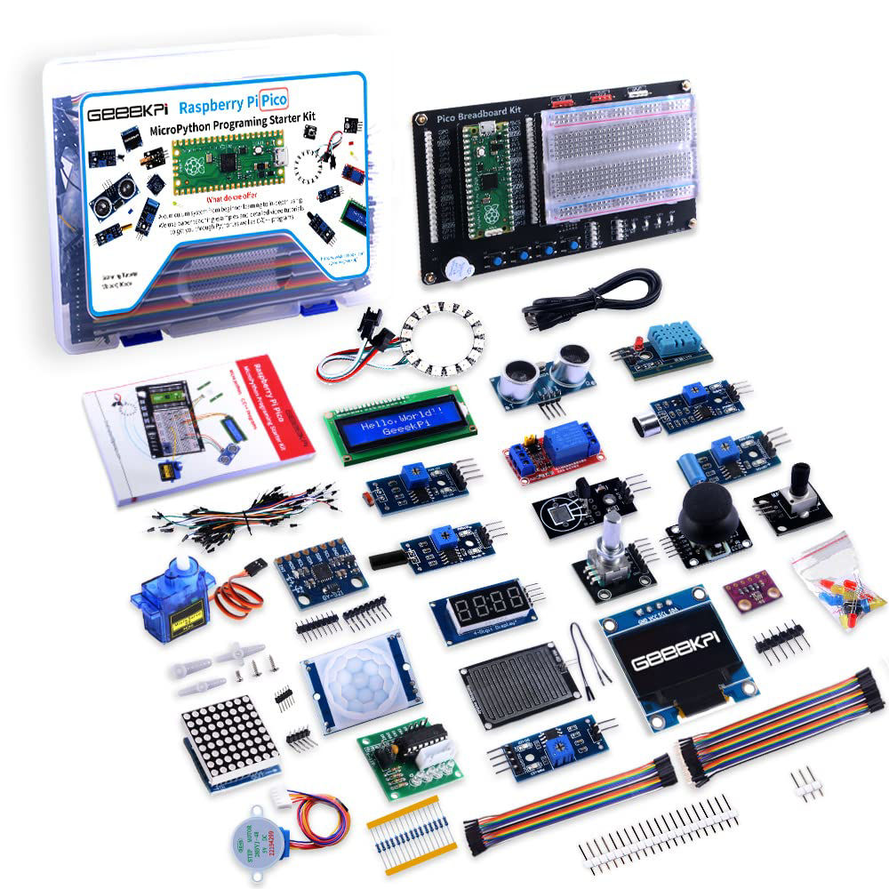 GetUSCart- GeeekPi Micro Python Programing Kit for Raspberry Pi Pico, Breadboard, I2C 1602 LCD ...