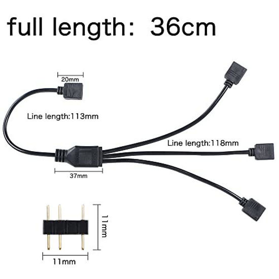 GetUSCart- YACSEJAO ARGB Splitter Cable 5V 3Pin Addressable RGB 1 to 3 ...
