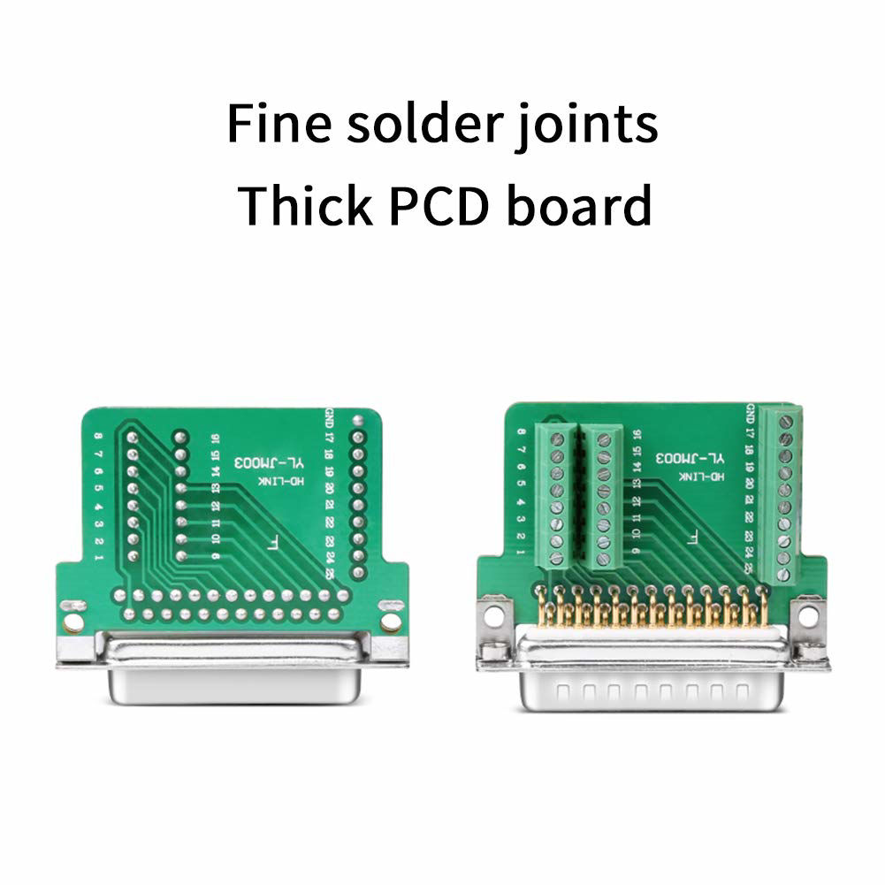 GetUSCart- COMOPEZ DB25 Breakout Connector 2 Row Plug D-SUB Serial to 25Pin Port Terminal Board ...