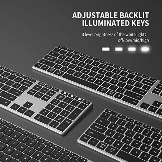 GetUSCart- Backlit Bluetooth Keyboard, Multi-Device Wireless Illuminated Keyboard Rechargeable ...