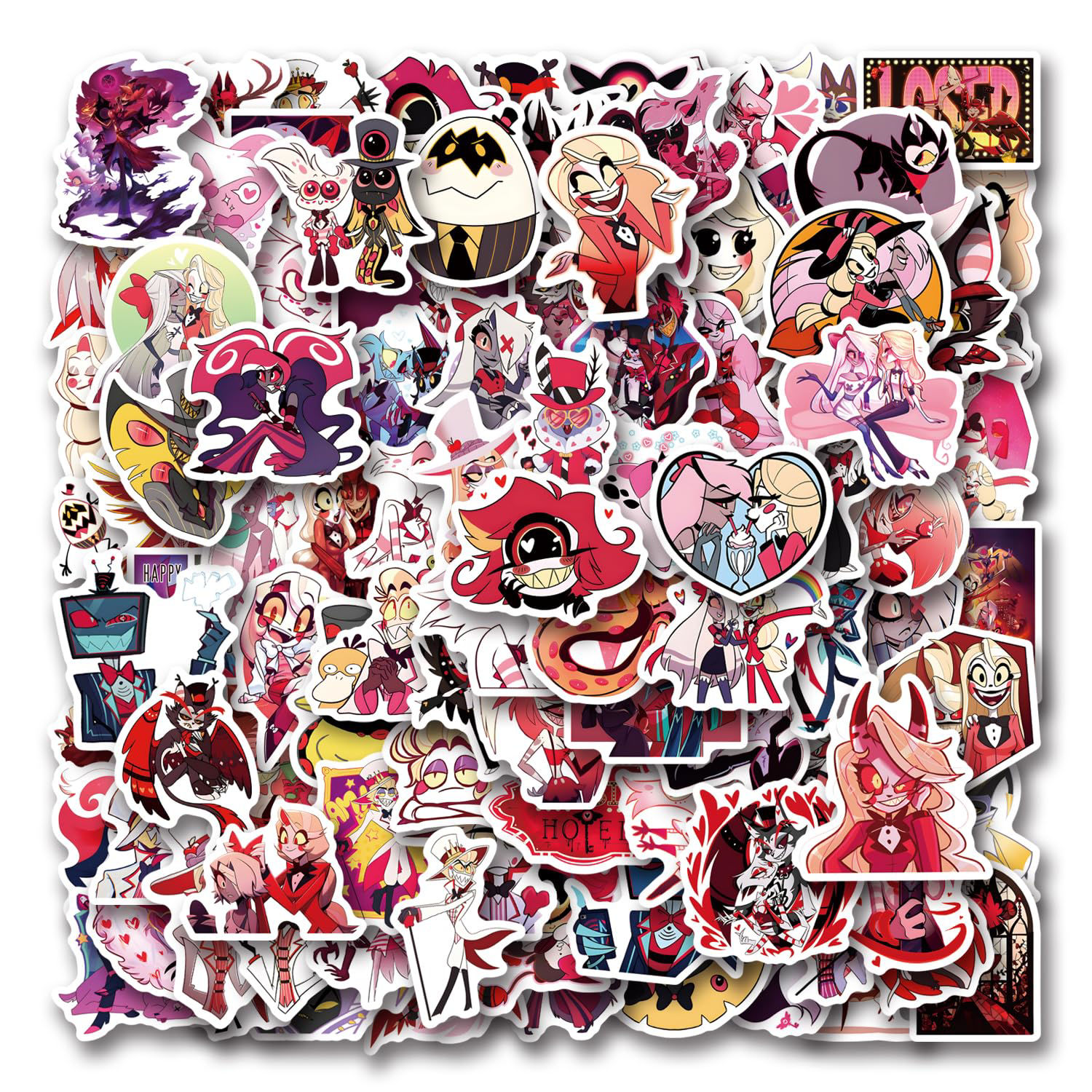 GetUSCart- 120pcs Hazbin Hotel Stickers Vinyl Waterproof Aesthetic ...
