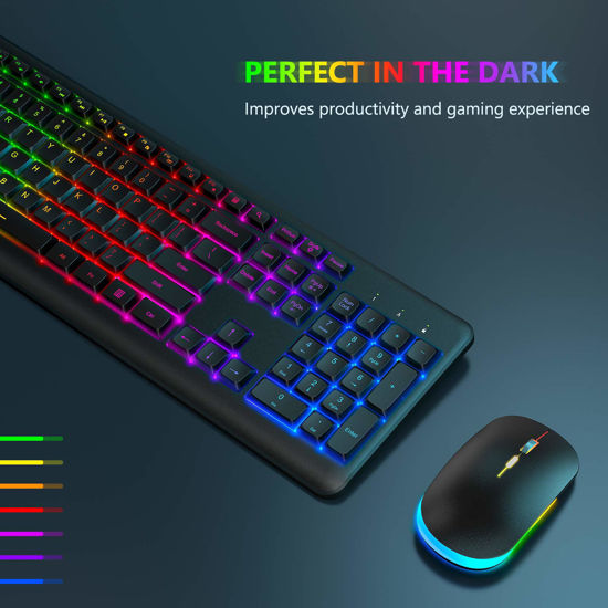 Getuscart Wireless Keyboard And Mouse Backlit Rechargeable Keyboard Mice Combo Full Size Usb