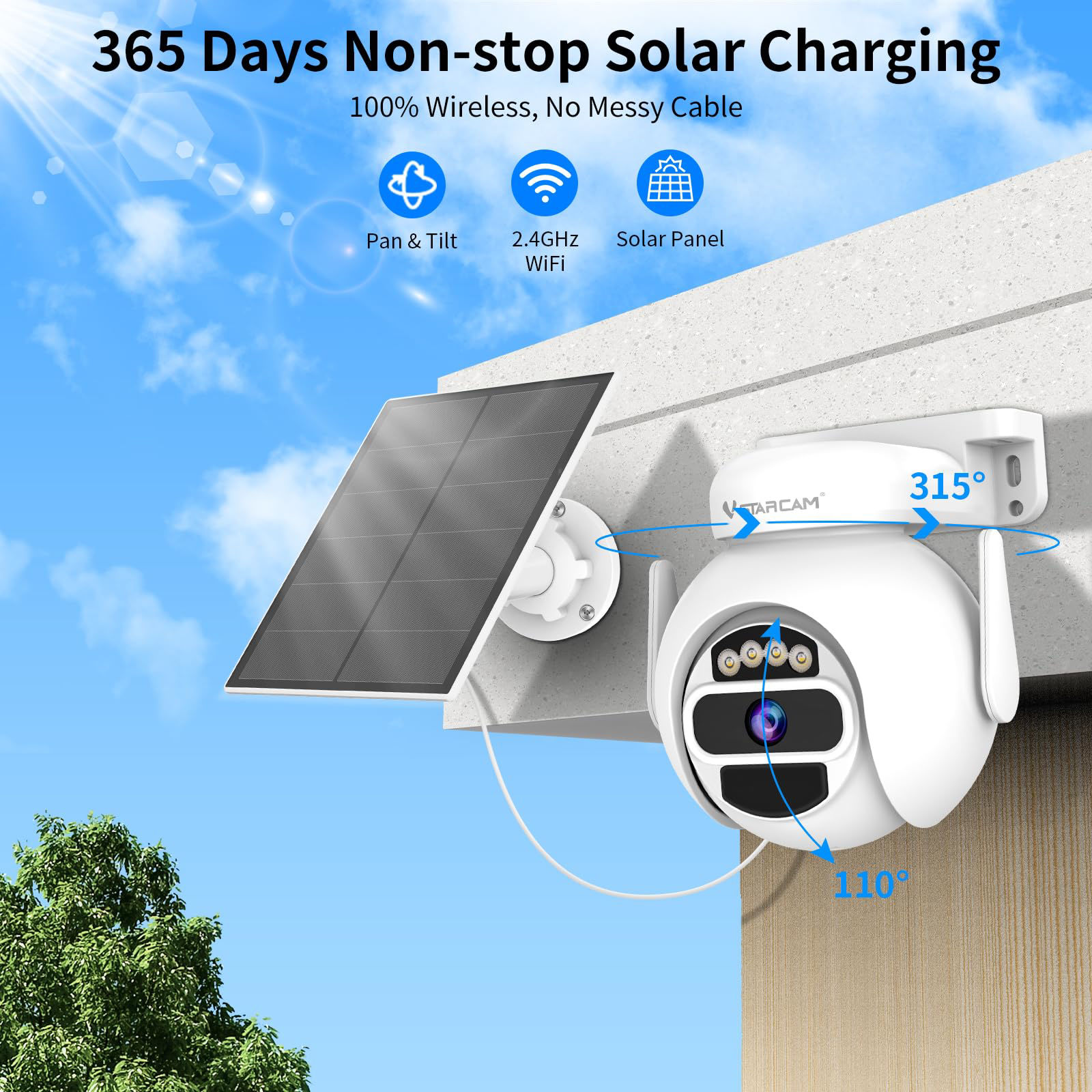 GetUSCart- VSTARCAM Solar Security Camera Wireless Outdoor, 3MP Battery ...