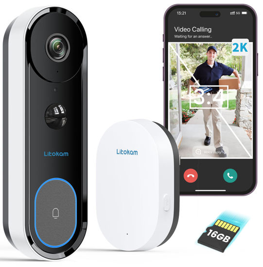 GetUSCart- litokam 2K Video Doorbell Camera, Battery Powered Doorbell ...