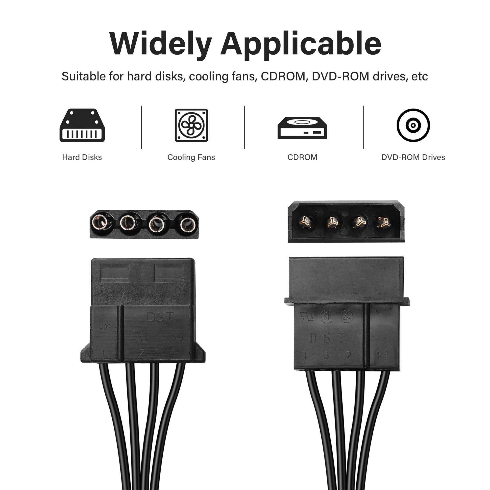 GetUSCart- GINTOOYUN Molex Splitter Power Cable LP4 4-Pin Male to 3 x 4 ...