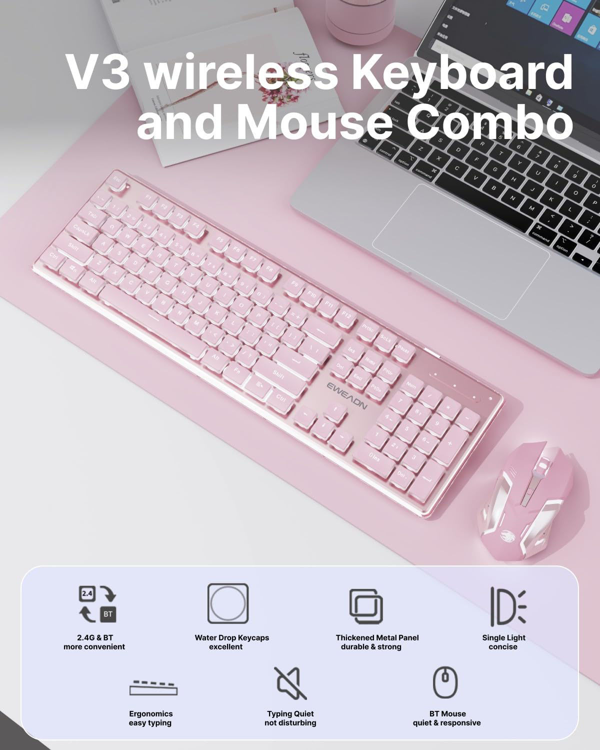 GetUSCart- SEUNKWANG EWEADN V3 Wireless Keyboard and Mouse with Single ...