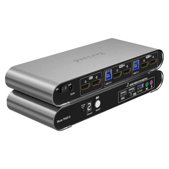 GetUSCart- Terived 2 Port HDMI KVM Switch Dual Monitor with Aluminum ...