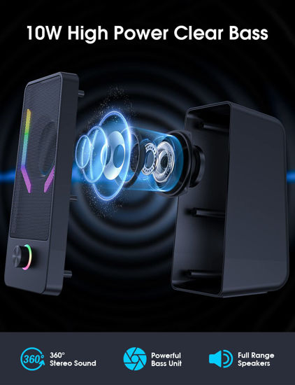 GetUSCart- NOOTRY Bluetooth Computer Speakers, RGB Gaming Desktop Speakers with 7 Color Backlit ...
