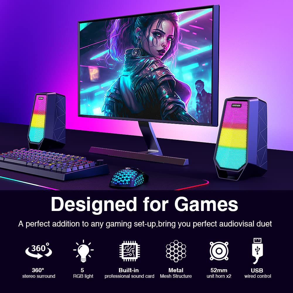 GetUSCart- OFFSIR USB Computer Speakers, PC Speakers RGB Desktop ...