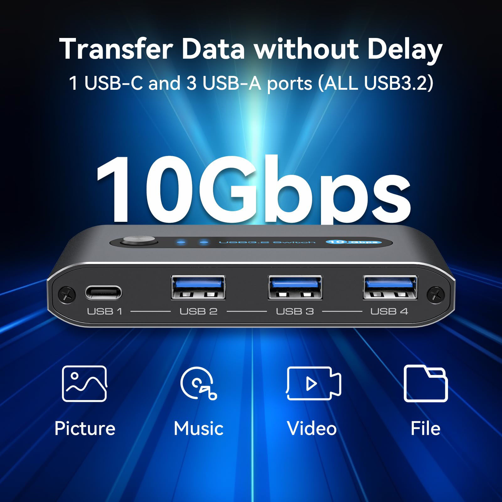 GetUSCart- USB C Switch 2 Computers Share USB C & A Devices 10Gbps 4 ...