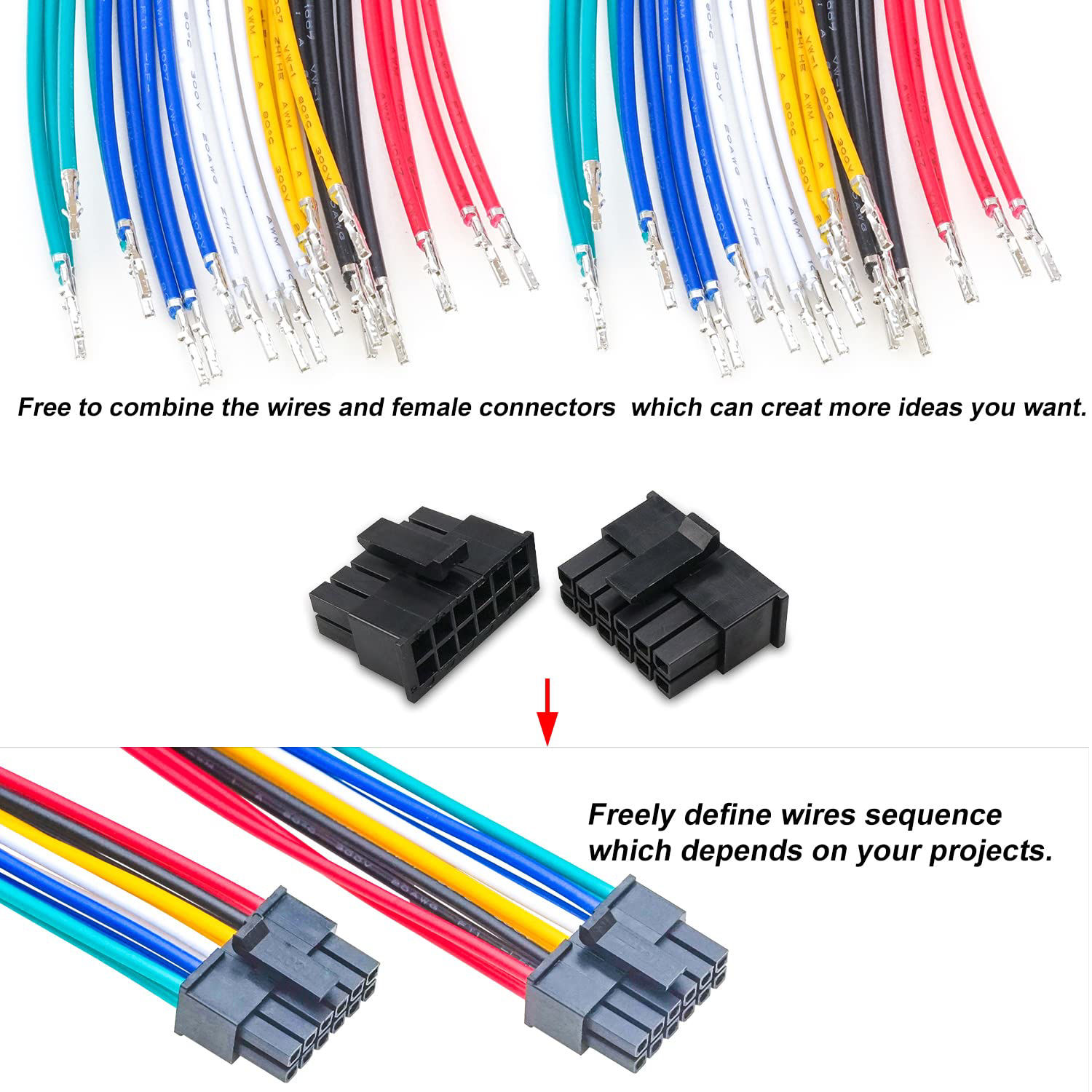 GetUSCart- Yoeruyo Molex Connector Kit Micro-Fit 3.0mm Pitch Connector with Premium 22AWG Pre ...