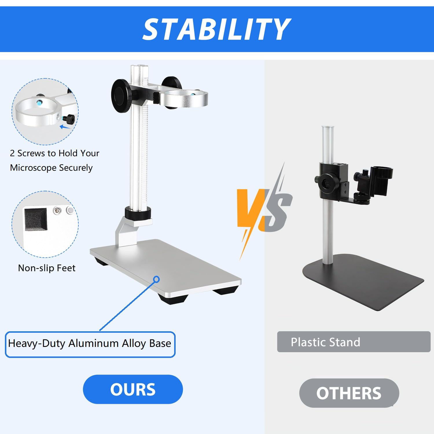 GetUSCart- creahub Aluminum Alloy Microscope Stand, Adjustable Digital ...