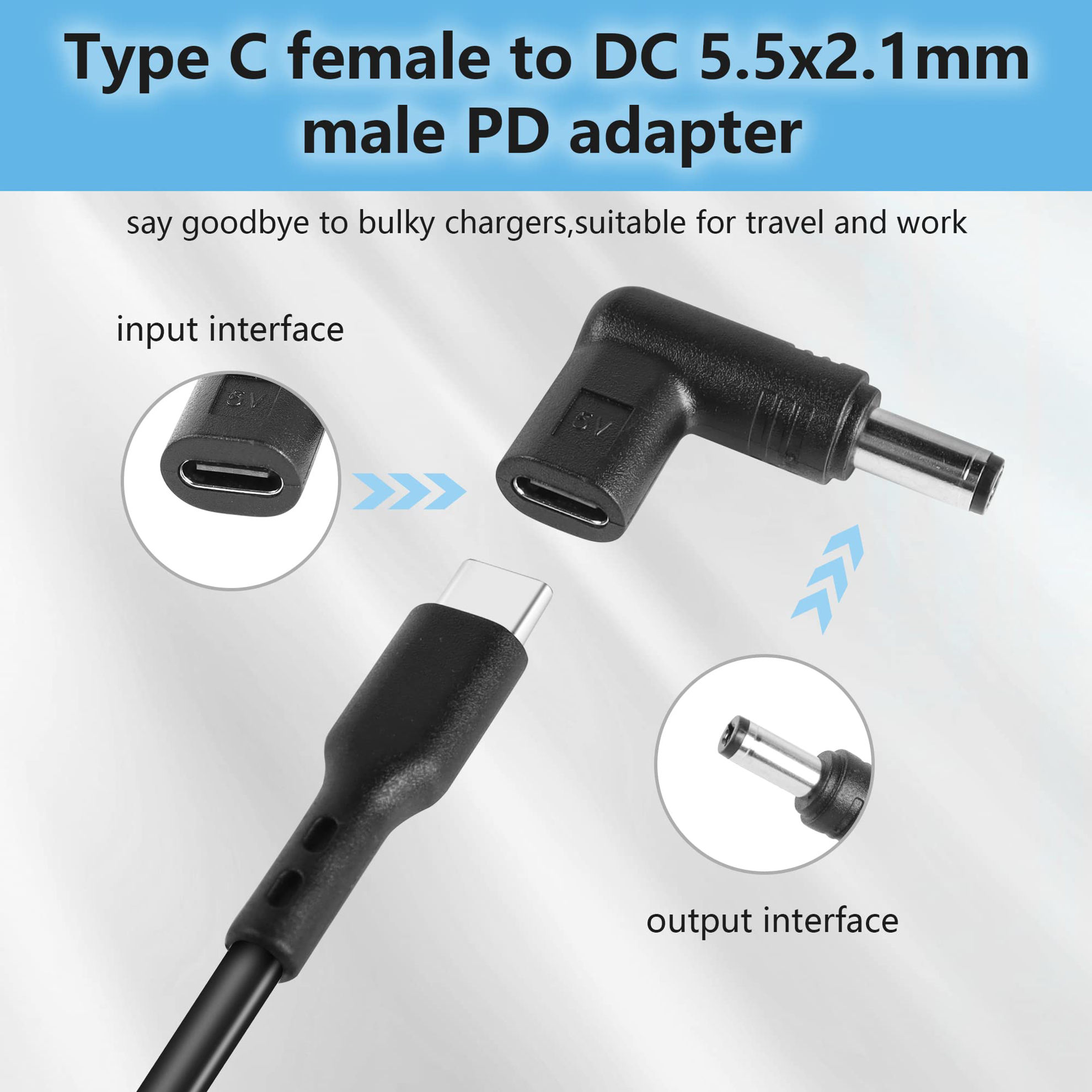 GetUSCart- YAODHAOD USB 3.1 Type C Female to DC Male Adapter, 90 Degree ...