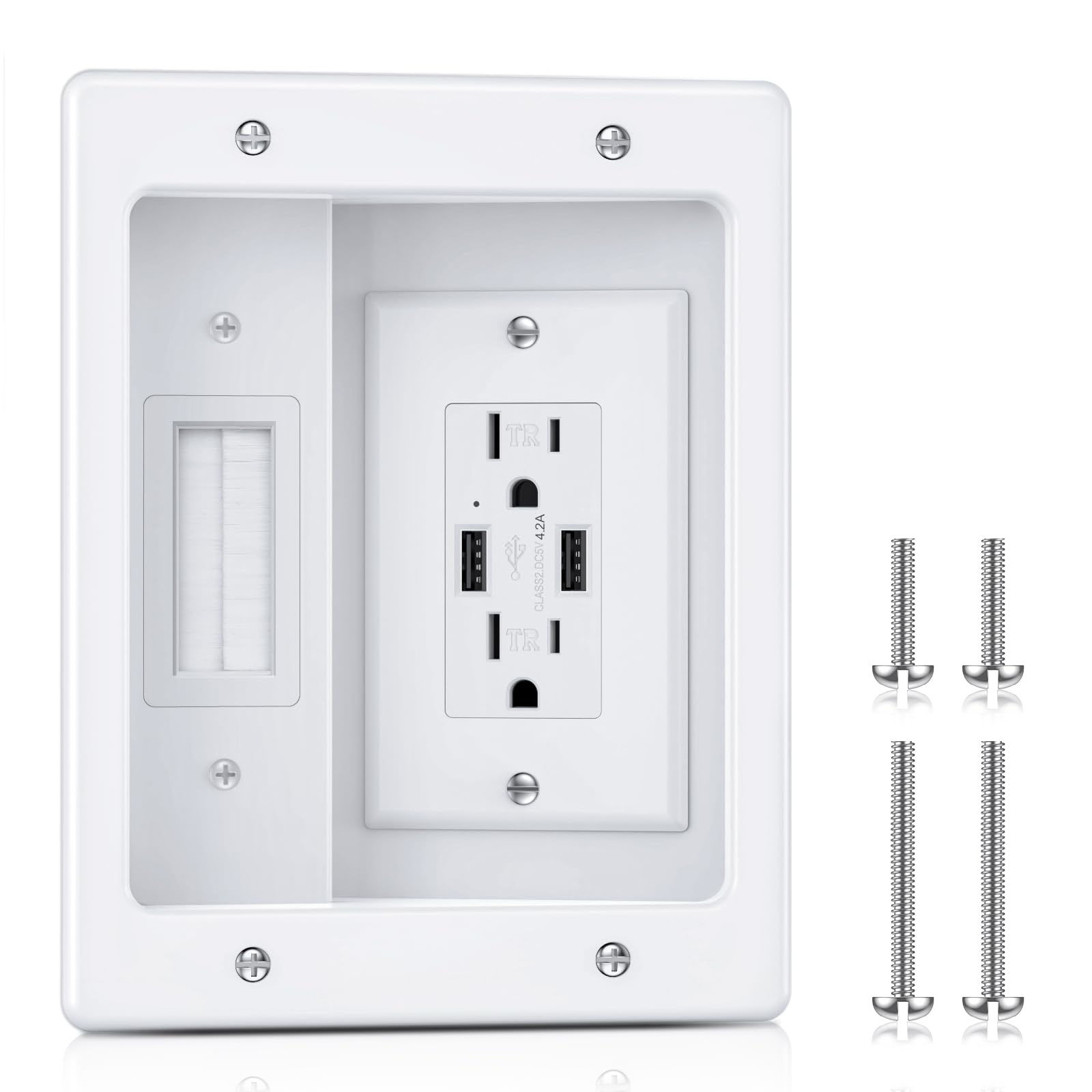GetUSCart- ELECPOW Cord Hider Wall with Dual AC Outlets & Dual USB-A ...