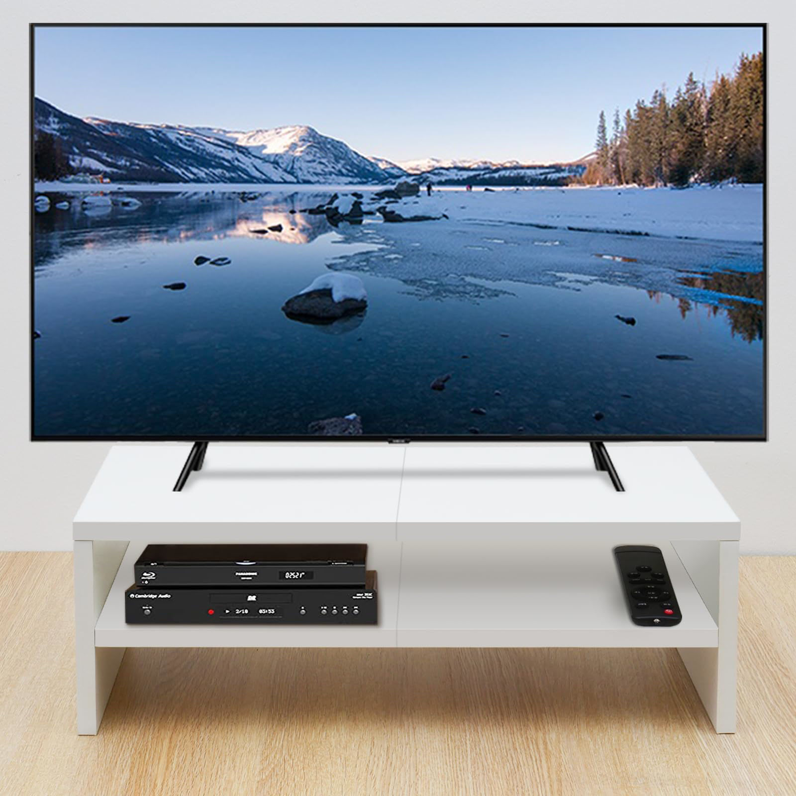 GetUSCart- TEAMIX Wooden Monitor Stand Riser-2 Tier White Laptop Stand ...