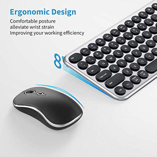 GetUSCart- Multi-Device Bluetooth Keyboard and Mouse, Full-Size Ergonomic 2.4G Wireless ...