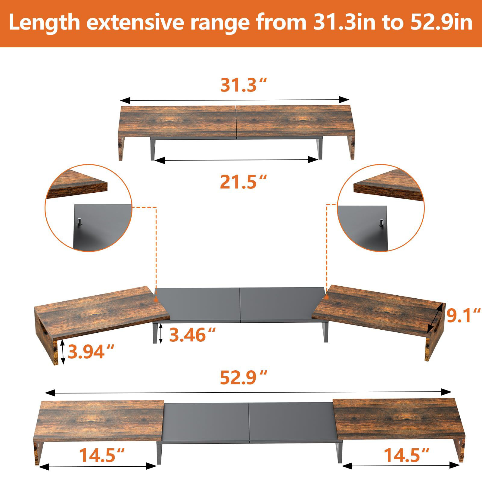 GetUSCart- Ergofocus Triple Monitor Stand Riser, Extra Long Monitor ...