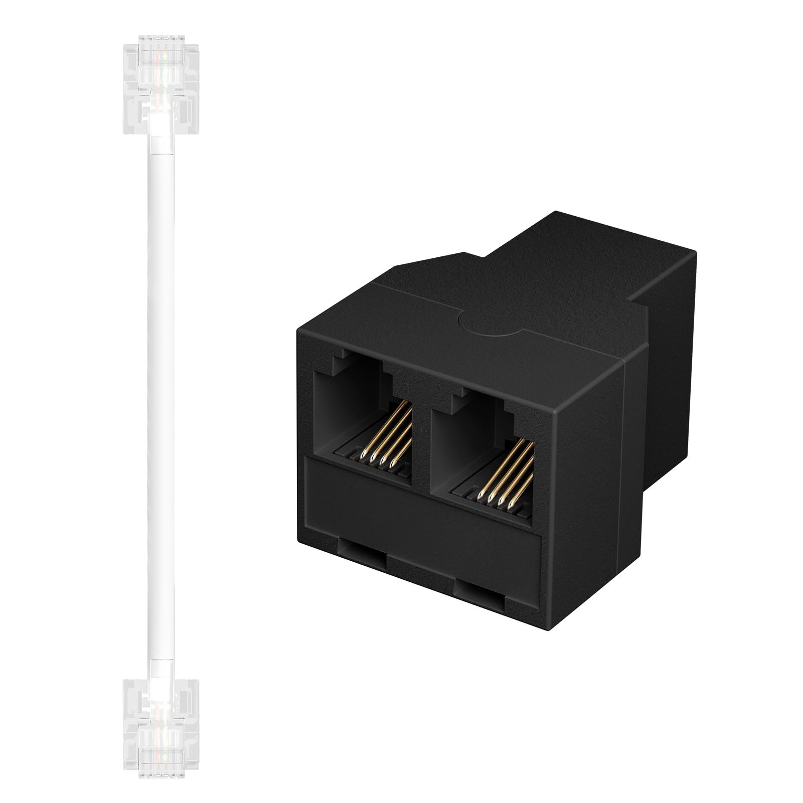 GetUSCart- Lativu Phone Jack Splitter for Landline, RJ11 6P4C 3 Female Plug Phone Line Splitter ...