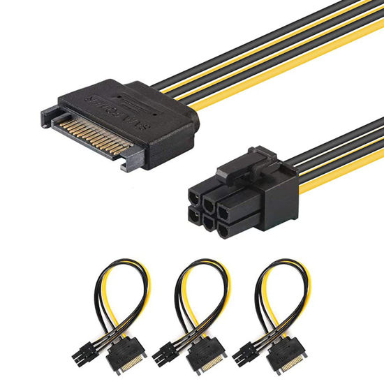 GetUSCart- J&D SATA Power Cable, (3 Pack) SATA 15 Pin to 6 Pin PCI ...