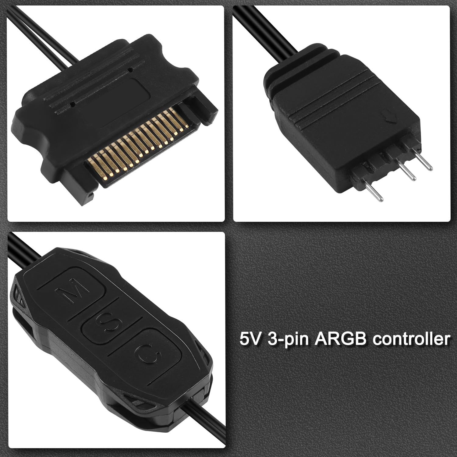 GetUSCart- HATMINI 5V 3PIN ARGB Controller，SATA Power Supply ARGB Light ...