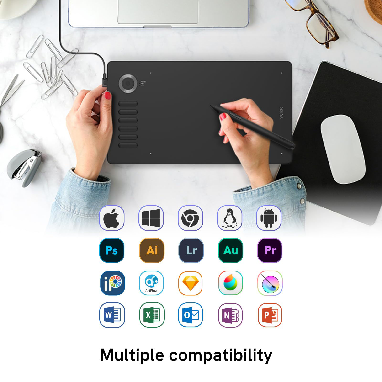 GetUSCart- VEIKK A15 Pro Graphics Drawing Pen Tablet : Large Active ...