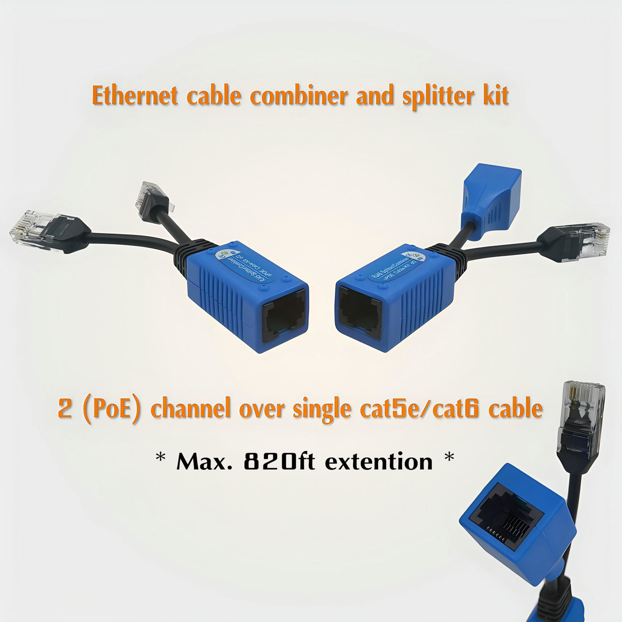 GetUSCart- AIMHD 4 Pair RJ45 Ethernet Combiner, Cat5 PoE Splitter, 2-in ...