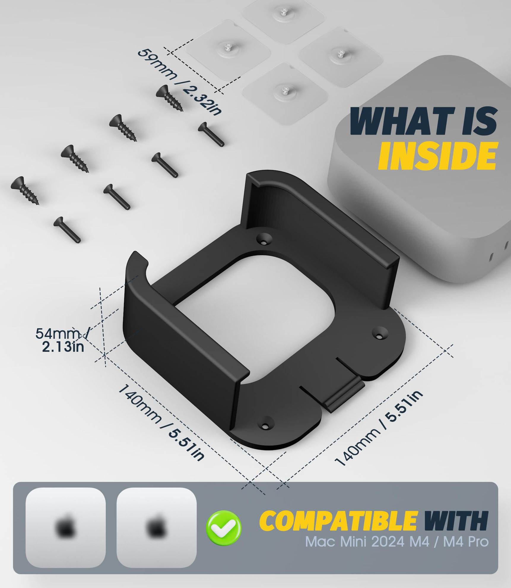 GetUSCart- Orzero Under Desk Mount Compatible for 2024 Mac Mini M4/M4 ...