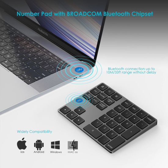 GetUSCart- IKOS Bluetooth Number Pad, 34-Key Wireless Portable External ...