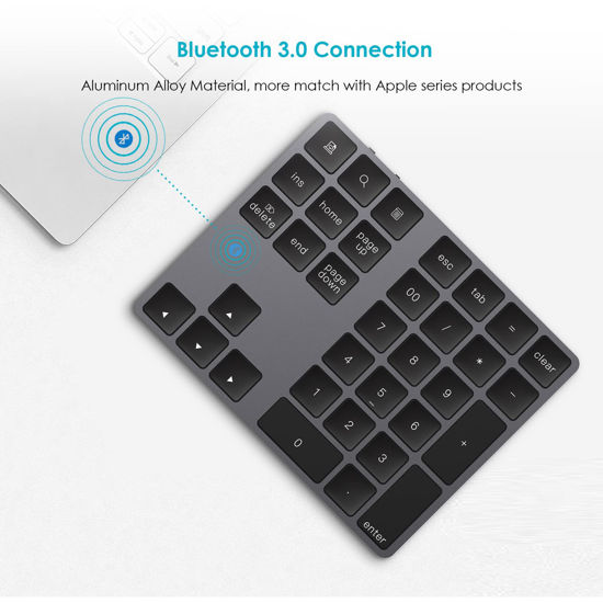 GetUSCart- IKOS Bluetooth Number Pad, 34-Key Wireless Portable External ...