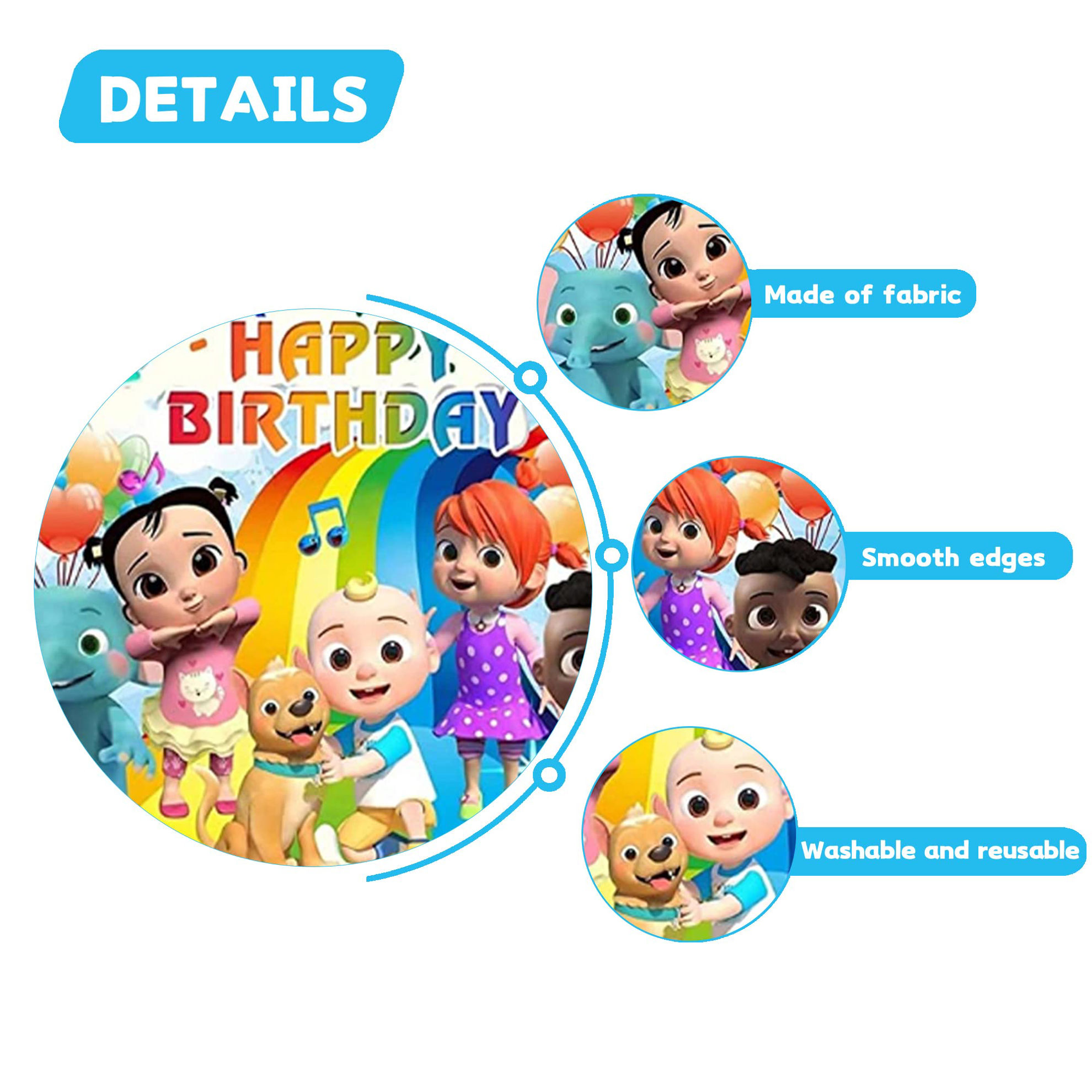 GetUSCart- 5 x 3Ft Cartoon Baby Backdrop, Cartoon Baby Happy Birthday ...