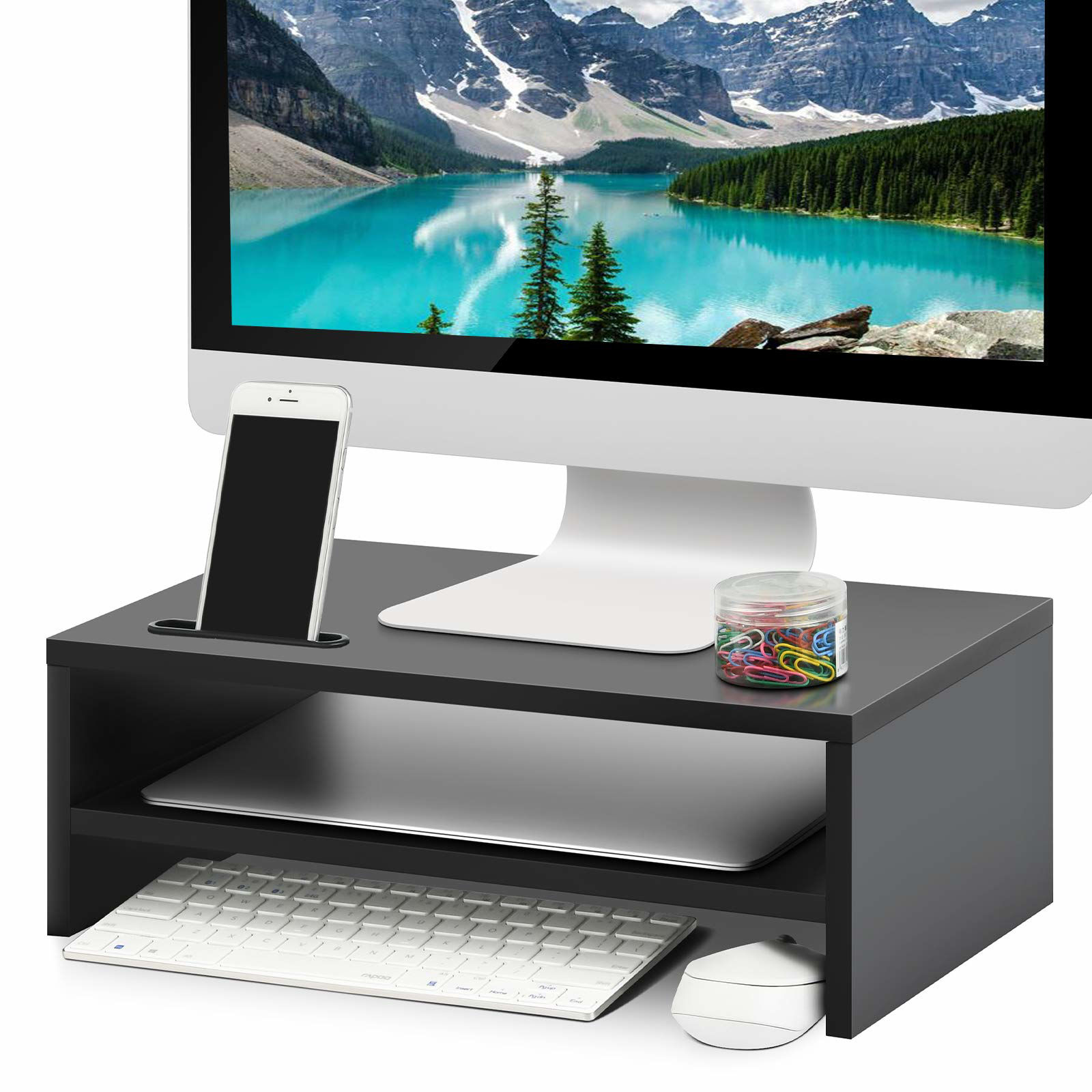 GetUSCart- Marbrasse Monitor Stand Riser, 2 Pack 16.5 Inch 2 Tier ...