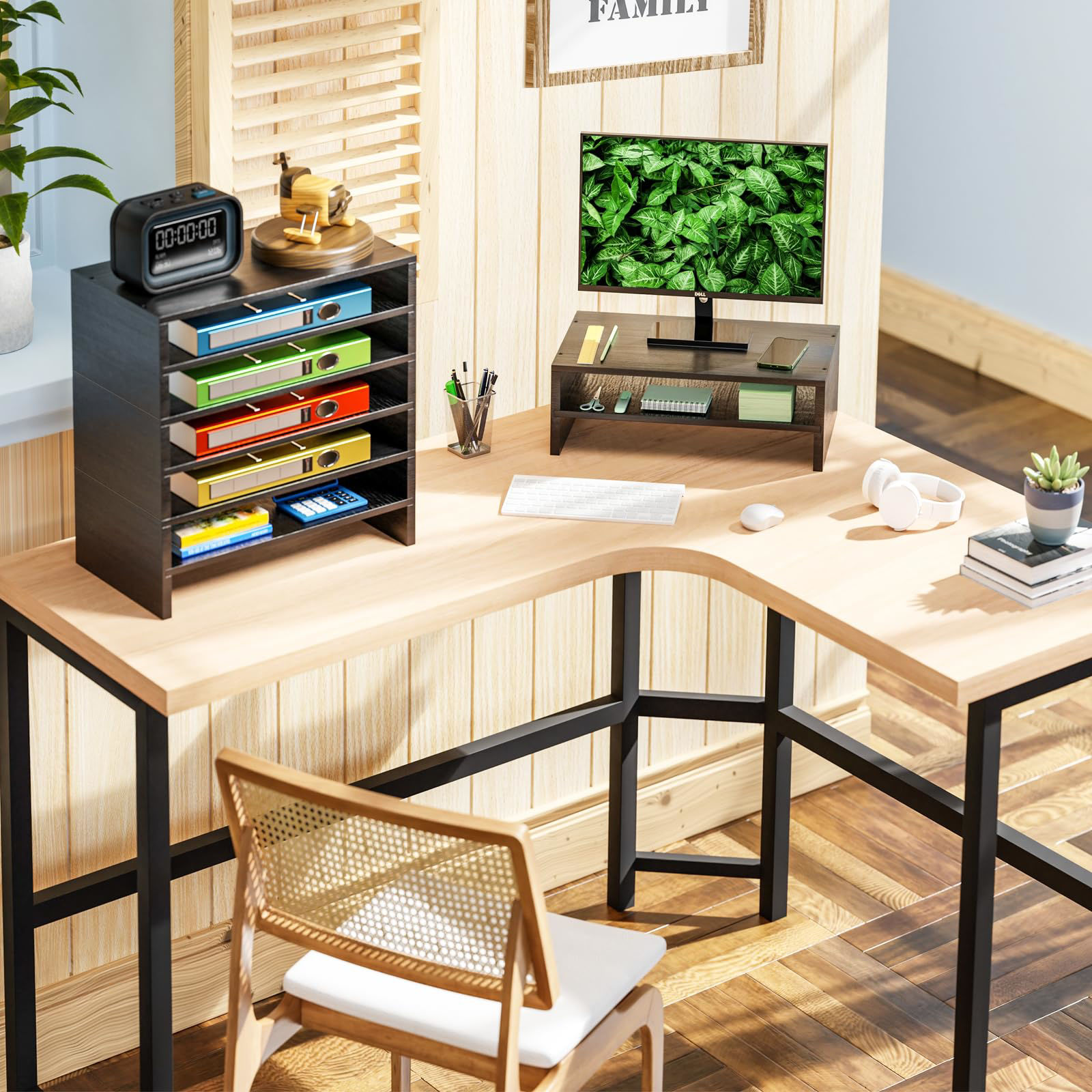 GetUSCart- Simple Trending Monitor Stand Riser, 2-Tier Wood Office Desk ...