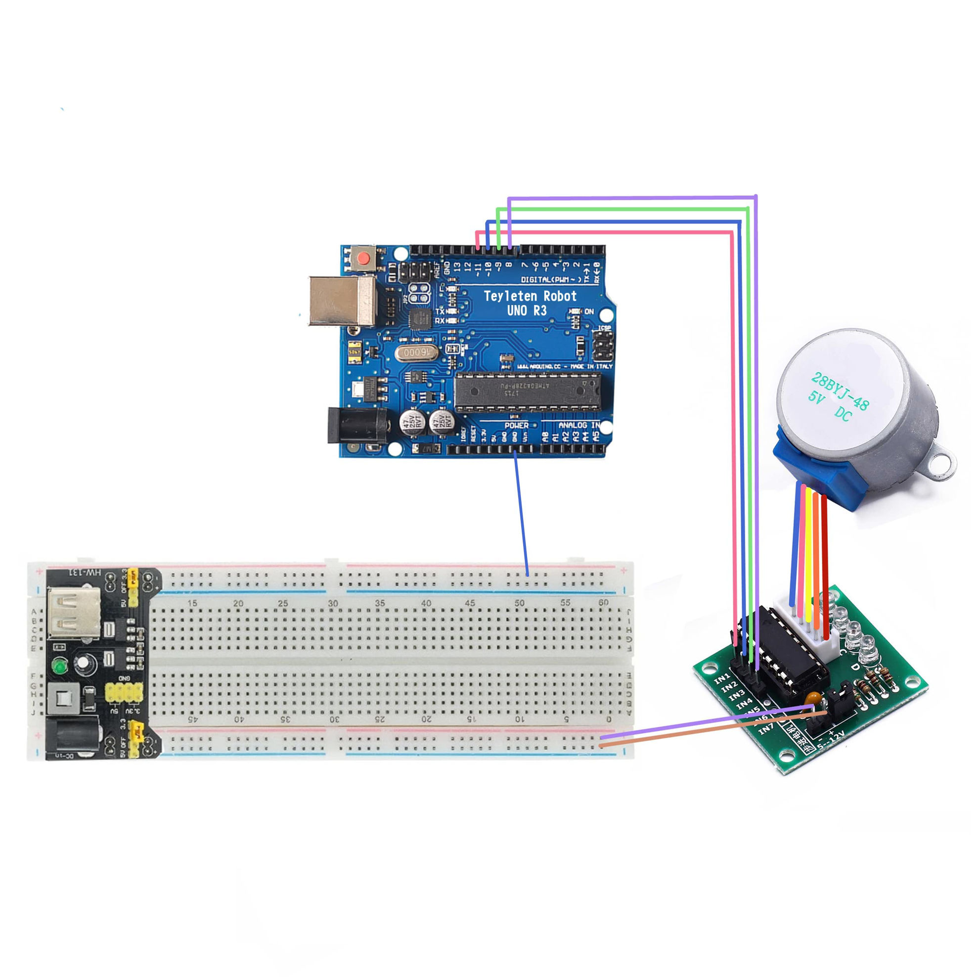 GetUSCart- Teyleten Robot 5pcs ULN2003 28BYJ 48 5V 4-Phase Stepper ...