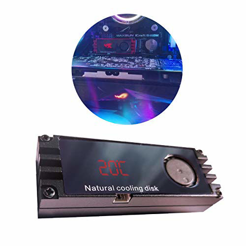 GetUSCart- 12V M.2 Heatsink SSD Cooler with Digital LED Screen Real Time Temperature Display for ...