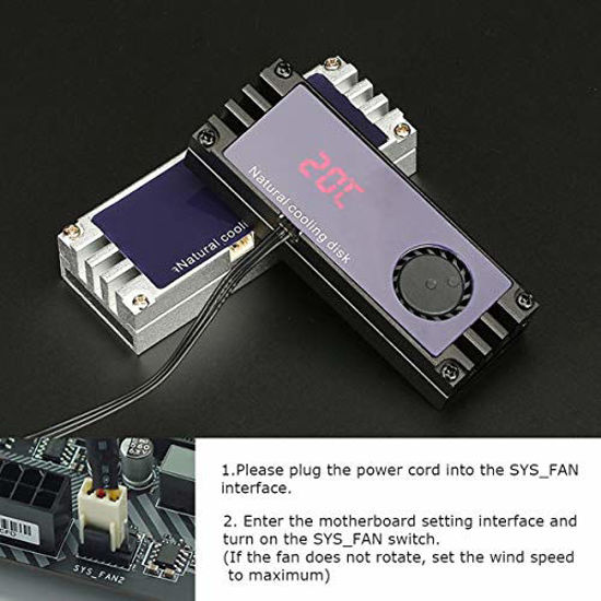 GetUSCart- 12V M.2 Heatsink SSD Cooler with Digital LED Screen Real Time Temperature Display for ...