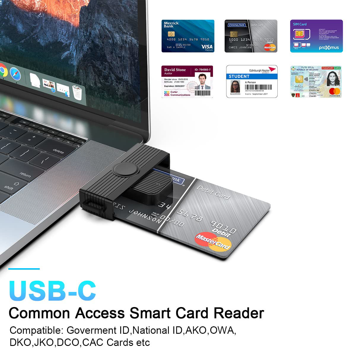 GetUSCart- Type C CAC Reader, DOD Military USB C Common Access CAC Card ...