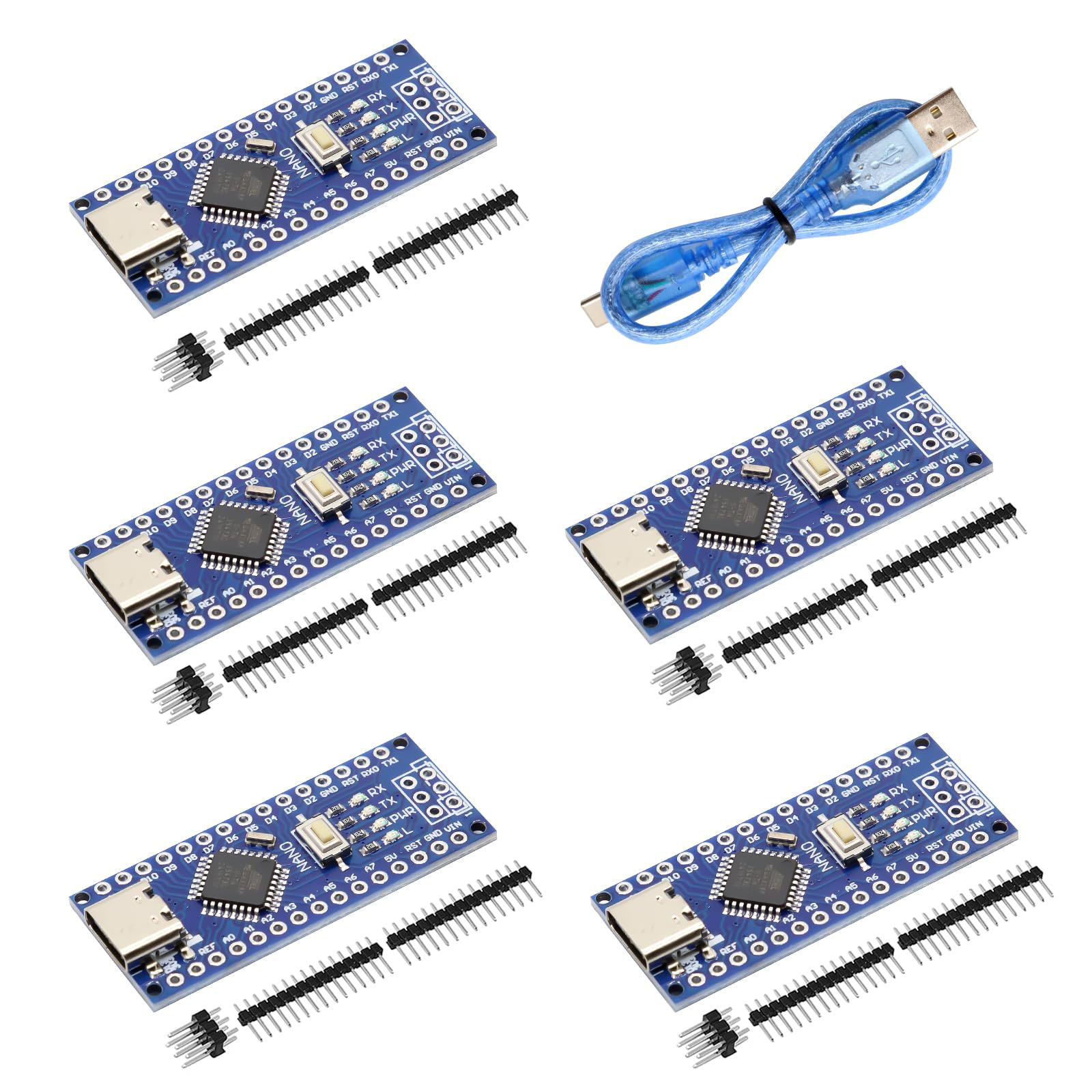 GetUSCart- Nano V3.0 Board with Cable, AYWHP 5PCS Nano Board ATmega328P ...