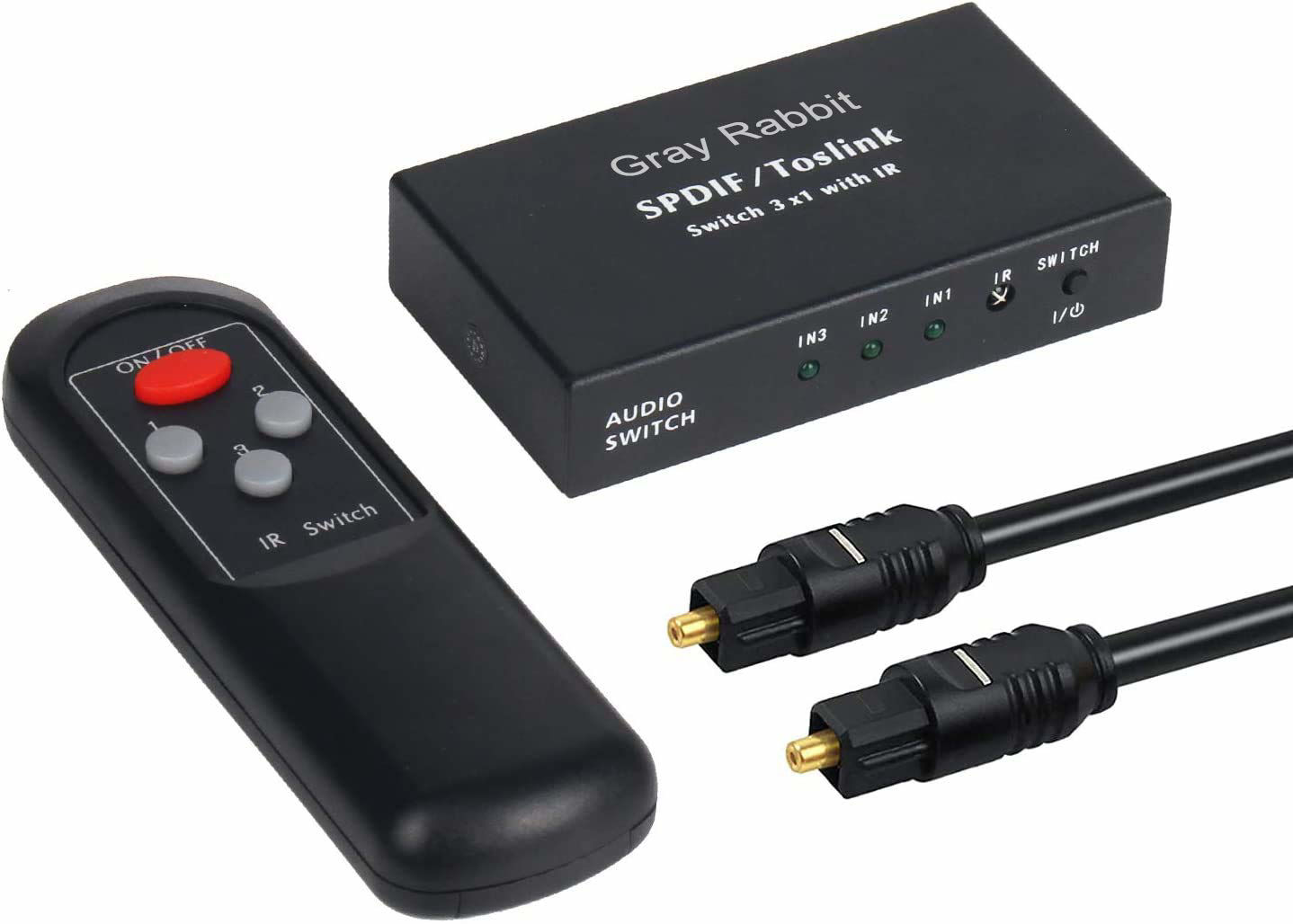 GetUSCart- Grayrabbit 3 Port Optical Switcher Splitter 3 in 1 Out, with ...