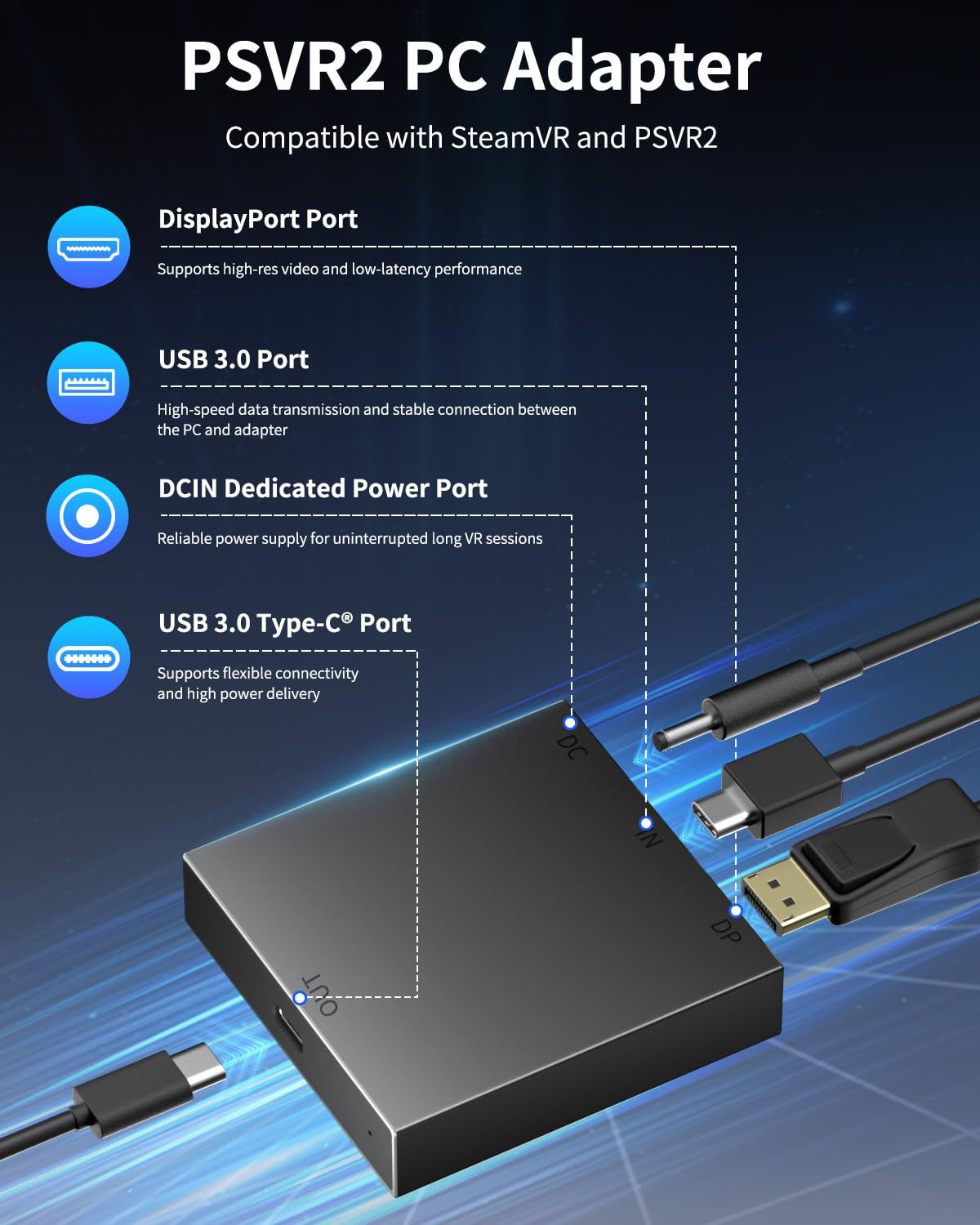 GetUSCart- PSVR2 PC Adapter Accessories Kit PS VR2 PC Adapter Power ...