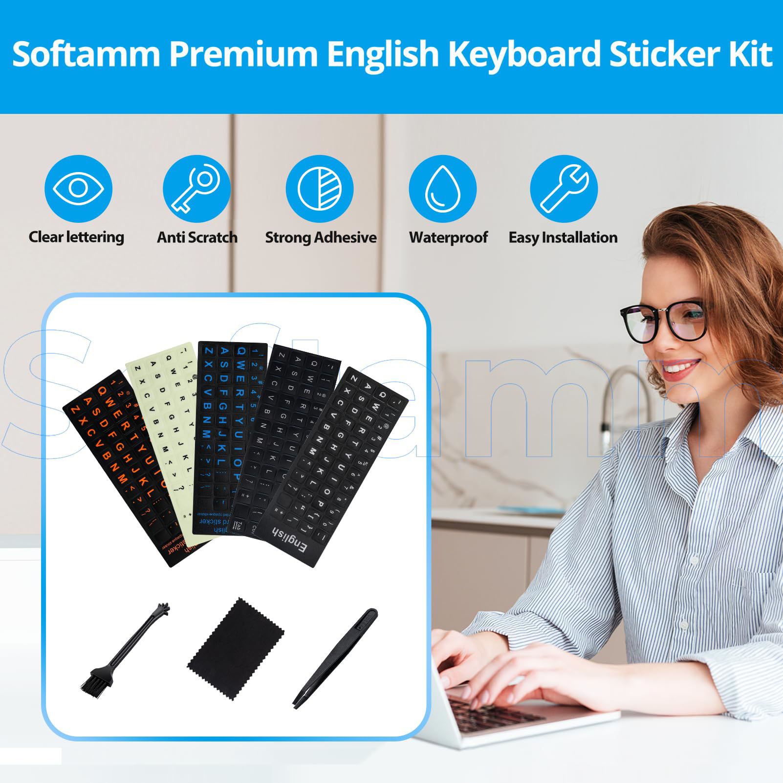 GetUSCart- English Keyboard Sticker Glow in The Dark [4 in 1],Luminous ...