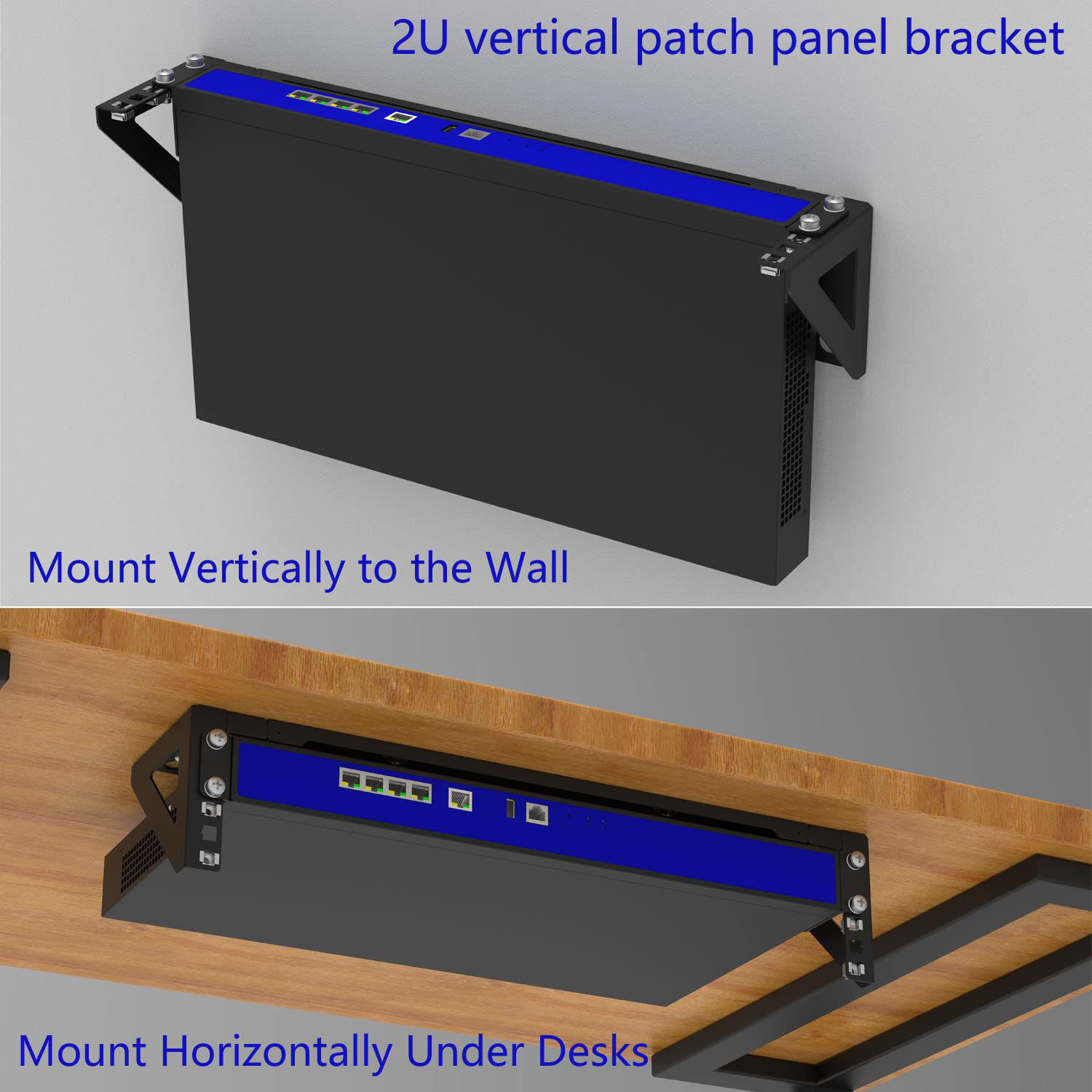 GetUSCart- 2U 19 Inch Vertical Wall Mount Patch Panel Bracket, Wall ...