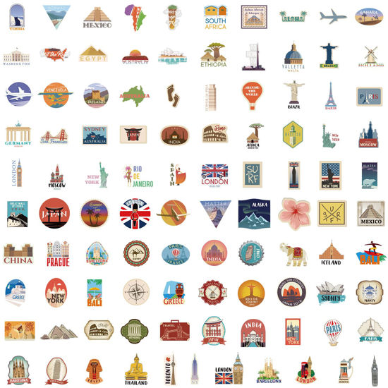 GetUSCart- 100Pcs World Travel Stickers Pack, Waterproof Vinyl Travel ...