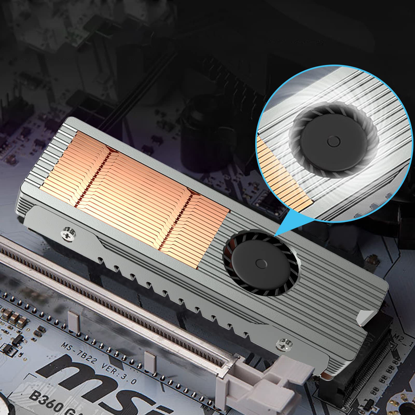 GetUSCart- M.2 SSD heatsink with Fan,nvme heatsink with Thermal Pad for ...